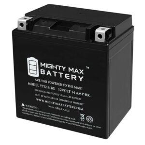 mighty max battery ytx16-bs -12 volt 14 ah, 230 cca, rechargeable maintenance free sla agm motorcycle battery