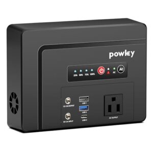 powkey portable power station 100w/97.68wh camping portable generator laptop power bank with ac outlet 26400mah fast charging battery pack with pd65w usb c power supply for outdoor camping home backup