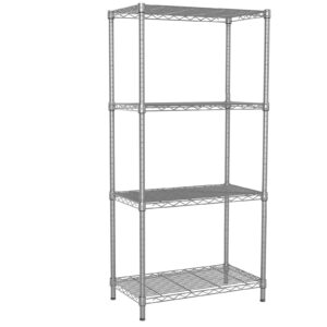 singaye 4 shelves adjustable storage shelf wire shelving storage rack 520lbs loading capacity standing shelf units,23.2" w x 13.4" d x 47.2" h for kitchen office pantry room,silver