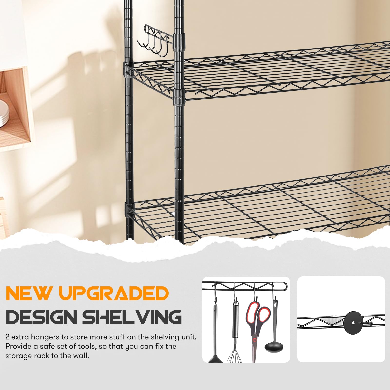 YNN Wire Shelving,1750Lbs Capacity 5 Tier Heavy Duty NSF Wire Shelf with Rolling Wheels Black Metal Storage Shelves Adjustable Wire Rack Unit 36" W x 14" D x 72" H for Kitchen Bathroom Garage Closet