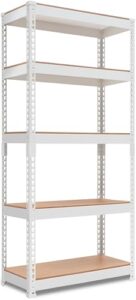 homedant 5 tier laminated white metal shelving unit adjustable garage storage utility rack heavy duty shelves organization multipurpose shelf warehouse basement pantry 28" w x 12.3" d x 59.5" h 1pack