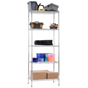 5-tier metal shelves for storage wire shelf storage shelves shelving unit nsf-certified,garage storage shelf metal shelf rack storage rack wire shelving rack for restaurant pantry kitchen,chorme