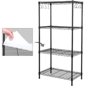 catalina creations 4-shelf wire shelving unit, metal storage shelves, heavy duty shelving with liners, adjustable height storage rack for pantry closet kitchen garage (23.6" w x 14" d x 47" h, black)