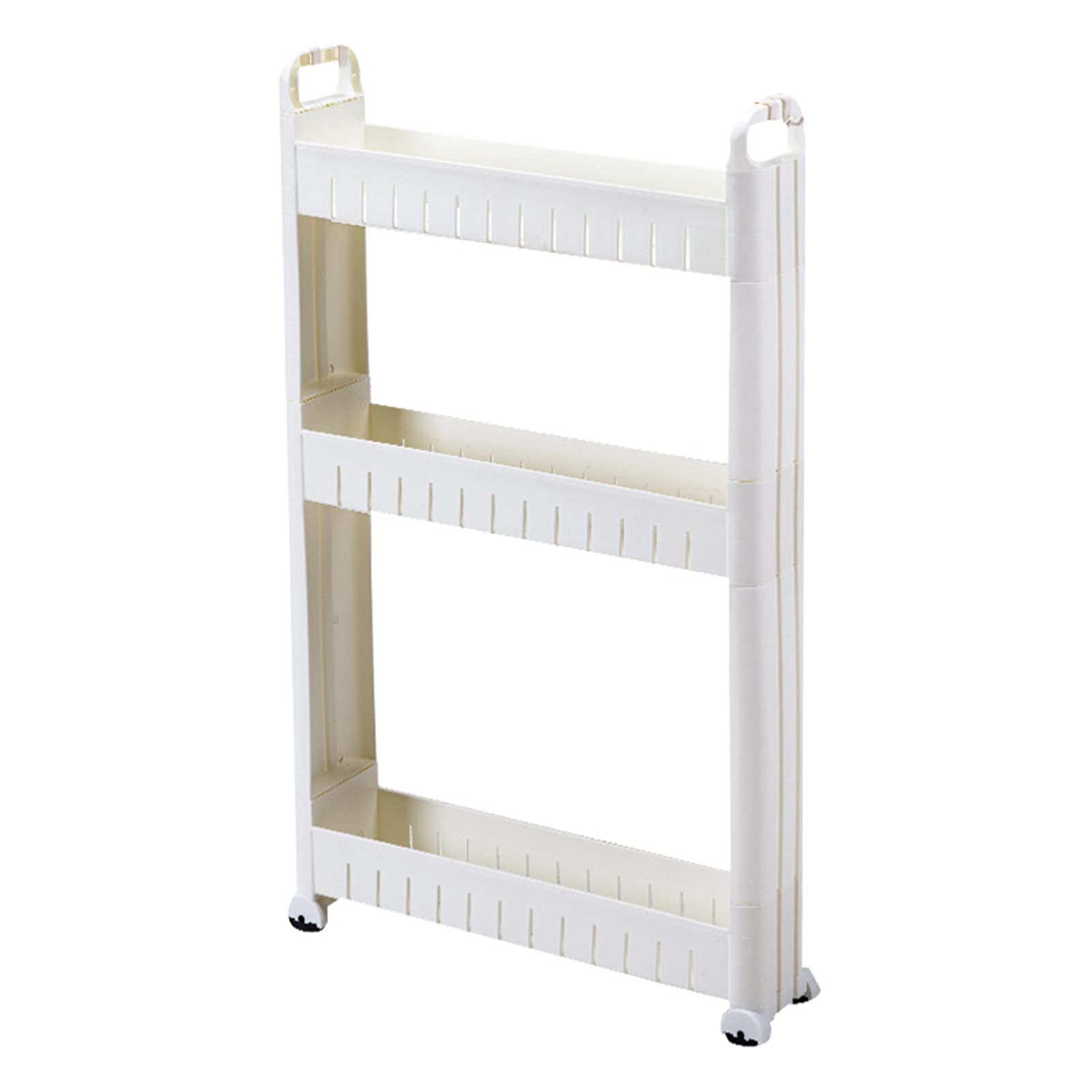 Kitchen Storage Cabinet Slim Bathroom Rolling Cart 4 Inch, Plastic with 4 Wheels and Hook, White - Narrow Shelving for Paper Shampoo | by [Brand Name]