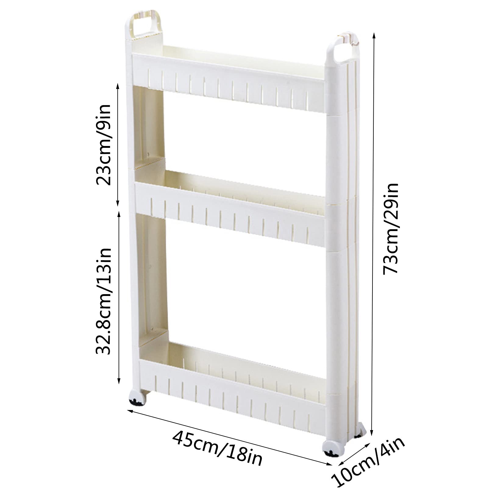 Kitchen Storage Cabinet Slim Bathroom Rolling Cart 4 Inch, Plastic with 4 Wheels and Hook, White - Narrow Shelving for Paper Shampoo | by [Brand Name]