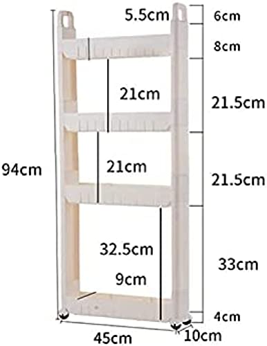 Storage Rack 10cm Wide Kitchen Cart, Rolling Household Storage Cart, Mobile Shelving Unit Organizer, Gap Storage Slim Slide Out Pantry Storage Rack for Narrow Spaces,Ivory,4 Layers-2,Improve