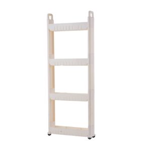 storage rack 10cm wide kitchen cart, rolling household storage cart, mobile shelving unit organizer, gap storage slim slide out pantry storage rack for narrow spaces (color : ivory, size : 4