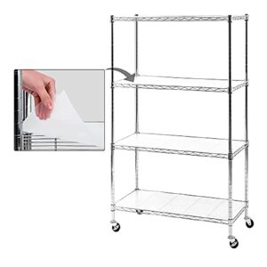 catalina creations 4-shelf shelving units on wheels metal storage rack with shelf liners set of 4, adjustable book shelf, heavy duty shelves for garage kitchen pantry (30" w x 14" d x 50" h)