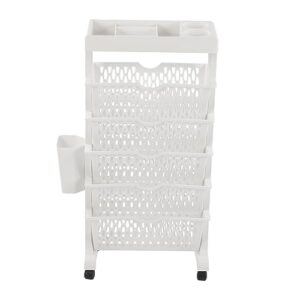 mobile shelving, universal wheels tidy storage 6-tier rolling shelving for living room (white)