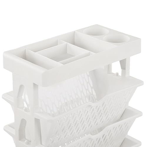 Mobile Shelving, Universal Wheels Tidy Storage 6-Tier Rolling Shelving for Living Room (White)