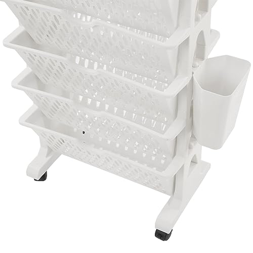 Mobile Shelving, Universal Wheels Tidy Storage 6-Tier Rolling Shelving for Living Room (White)