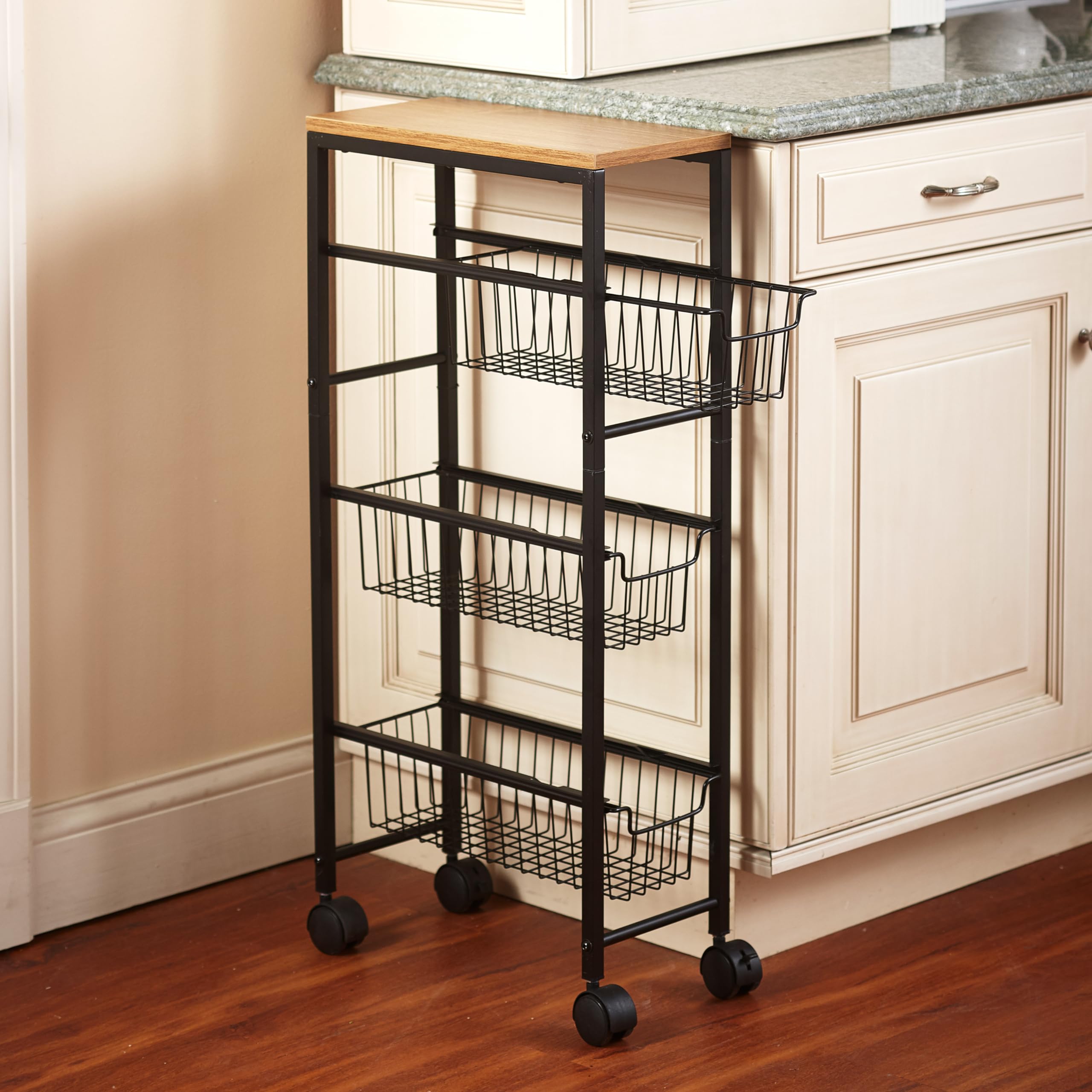 The Lakeside Collection Slim Rolling Kitchen Shelf-Kitchen Shelf