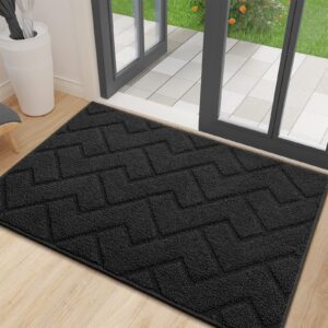 hicorfe indoor doormat,front back door mat rubber backing non slip door mats 24"x35" absorbent resist dirt entrance doormat inside floor mats for entryway washable low-profile(charcoal)