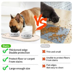 KPWACD Pet Feeding Mat for Dogs and Cats, Silicone Dog Placemat Non-Slip Waterproof Bowl Mats Prevent Food and Water Overflow, High-Lips Puppy Dish Tray Mat Suitable for Large Medium Small Pets, Beige