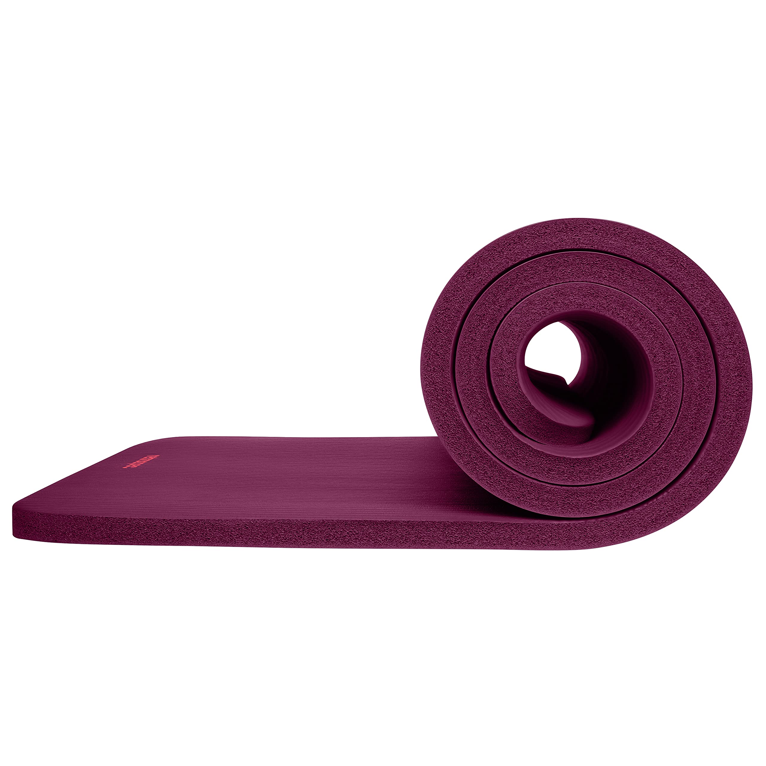 Retrospec Solana Yoga Mat 1" Thick w/Nylon Strap for Men & Women - Non Slip Exercise Mat for Home Yoga, Pilates, Stretching, Floor & Fitness Workouts - Boysenberry