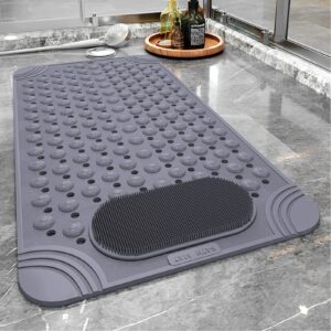 shower and bathtub mat 27.5×14.2in, rubber non-slip shower mat for elderly & kids , bathtub mat non slip with drain holes &suction cups, bath mat for bathroom and tub, machine washable, grey