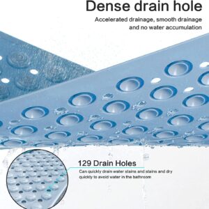 Shower and Bathtub Mat 27.5×14.2in, Rubber Non-Slip Shower Mat for Elderly & Kids , bathtub mat non slip with Drain Holes &Suction Cups, Bath Mat for Bathroom and Tub, Machine Washable, Grey