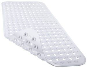 yimobra original non slip bathtub mats, shower bath mat for tub with suction cups and drain holes, machine washable, bpa, latex, phthalate free, 34.5 x 15.5 inches, white