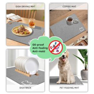 Coffee Mat Dish Drying Mat for Kitchen Counter Absorbent Rubber Backed Non Slip Dish Drying Mat Easy To Clean Dish Mat Quick Drying Mat for Coffee Machine Dish Rack (15.7"×19.6", Coffee)