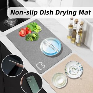 Coffee Mat Dish Drying Mat for Kitchen Counter Absorbent Rubber Backed Non Slip Dish Drying Mat Easy To Clean Dish Mat Quick Drying Mat for Coffee Machine Dish Rack (15.7"×19.6", Coffee)