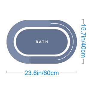 ibetto Quick Drying Bath Rug Super Absorbent Anti Slip Bathroom Rugs Rubber Kitchen Floor Mat Bath Rugs Simple Bath room Door Mat Shower Rug for in Front of Bathtub Blue (Small,40 * 60cm)