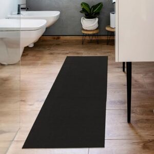 Machine Washable Modern Solid Design Non-Slip Rubberback 3x10 Traditional Runner Rug for Hallway, Kitchen, Bedroom, Living Room, 2'7" x 9'10", Black