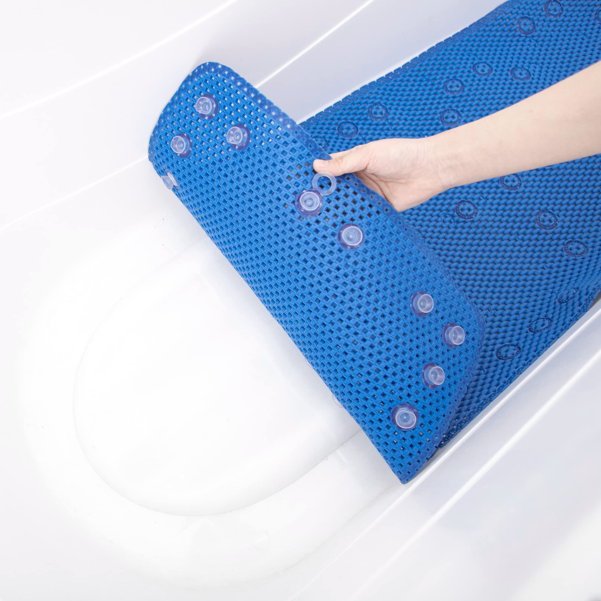 DwellAid Bathtub Mat Non Slip Ivory 36” X 17” Shower Mat Soft Foam Bath Mats for Bathroom Tub, Bathtub Mat with Drain Holes, Suction Cups, Shower Mat Non Slip