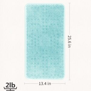 OTHWAY Non Slip Grassy Bathtub Mat : 25.6X13.4 Inches Sturdy But Soft Bath Mat_Quick Drain Shower Floor Mat with Soft Bristles for Scrubbing Feet (Light Blue)