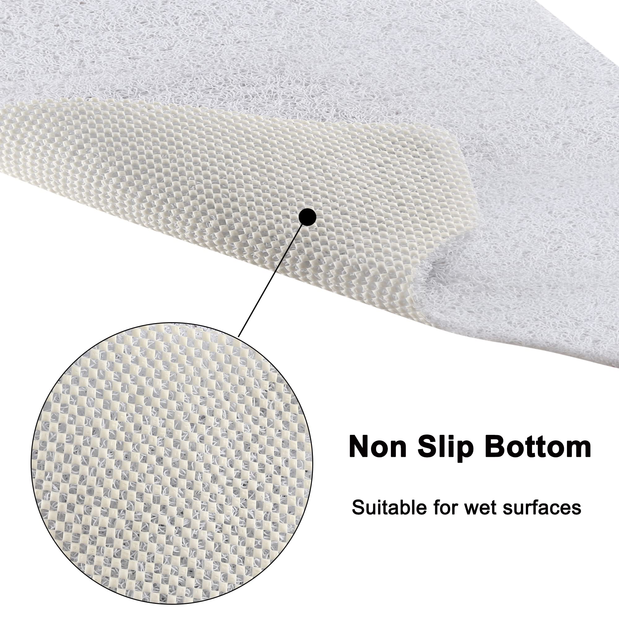 Leotruny Bath Tub Shower Mat 40 x 16 Inch Non Slip Soft PVC Loofah Bathtub Mats for Bathroom (C03-White)