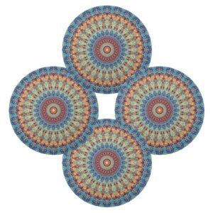 Qilmy Mandala Round Placemats Non-Slip Washable Polyester Table Mats Set of 1 Heat Resistant Placemats for Kitchen Dining Table Decoration