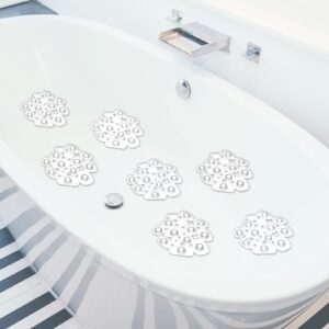 12 counts pebble bath treads bathtub non slip stickers pebble bath mat non slip bath tub and shower mat with suction cups, machine washable (transparent)