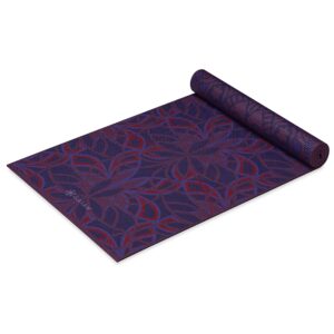 gaiam yoga mat premium print reversible extra thick non slip exercise & fitness mat for all types of yoga, pilates & floor workouts, divinity, 68"l x 24"w x 6mm thick