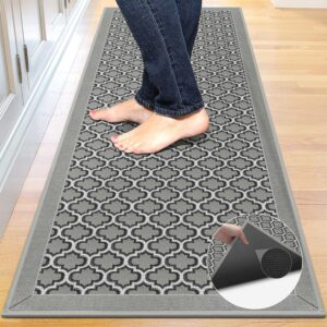 goylser kitchen floor mat cushioned rug runner mat kitchen, thick waterproof non-slip grey kitchen rugs for hardwood floors, washable rugs for kitchen floor, gray kitchen rugs non skid, 60"x26"