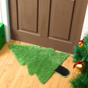 tinideya christmas tree bathroom rugs cute bath mat for kids 28''x20'' bath mats for tub christmas tree green bath mat christmas bathroom decoration washable christmas decorative non slip doormat