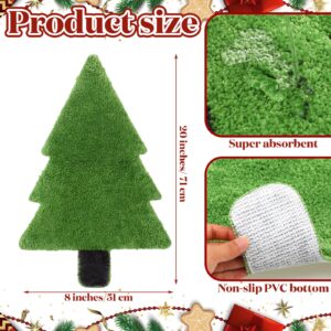 Tinideya Christmas Tree Bathroom Rugs Cute Bath Mat for Kids 28''x20'' Bath Mats for Tub Christmas Tree Green Bath Mat Christmas Bathroom Decoration Washable Christmas Decorative Non Slip Doormat