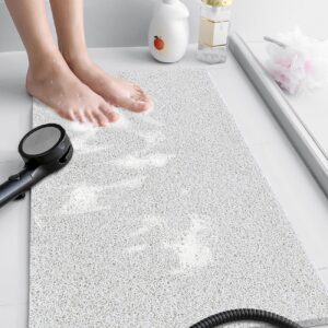 OTHWAY Shower Mat Non Slip without Suction Cups, Quick Drying Bathtub Mat Non Slip for Shower Bathroom, PVC Loofah Shower Mat for Wet Areas (White, 16" x 24")