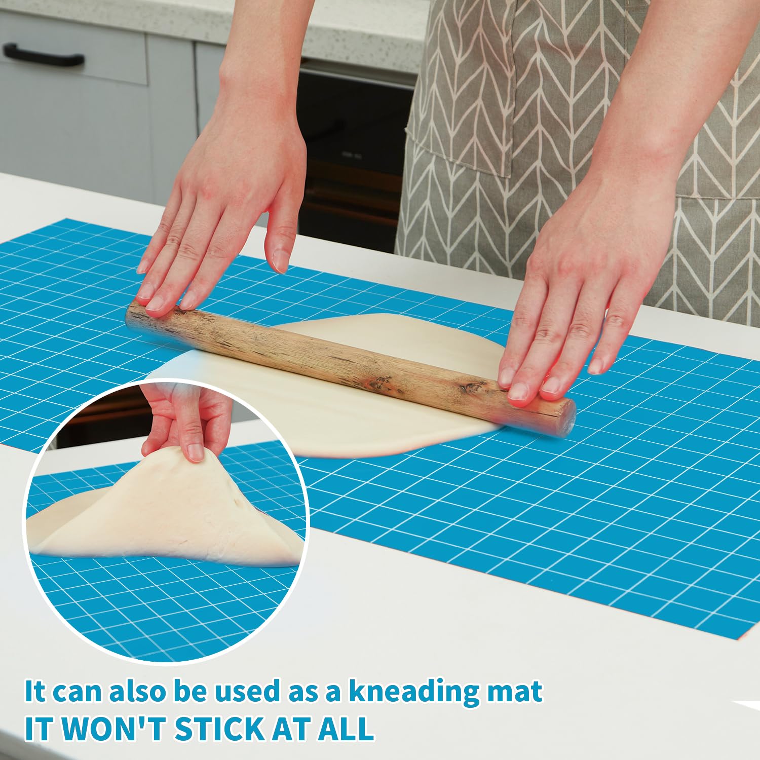 Silicone Baking Mat Roll 16IN*5FT Free Cutting, Non-Slip Pastry Mat, Non-Stick Reusable Air Fryer Liner, Oven Liners, Counter Mat, Freeze Dryer Mat, Easily Cut to Size Fit All Ovens Pans Tins Dishes