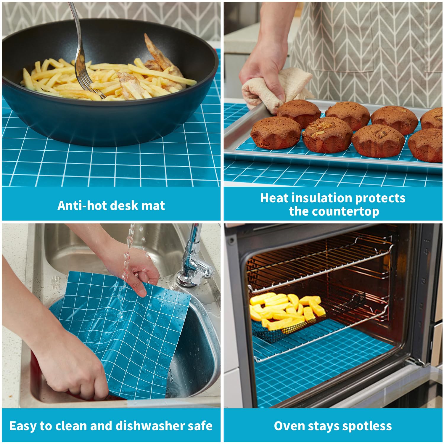 Silicone Baking Mat Roll 16IN*5FT Free Cutting, Non-Slip Pastry Mat, Non-Stick Reusable Air Fryer Liner, Oven Liners, Counter Mat, Freeze Dryer Mat, Easily Cut to Size Fit All Ovens Pans Tins Dishes