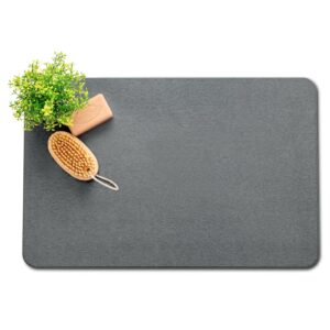 plentio stone bath mat, non-slip natural diatomaceous earth bath mat, 23.5" x 15.5" super absorbent quick drying, multifunctional eco-friendly bath stone mat, easy to clean, dark gray