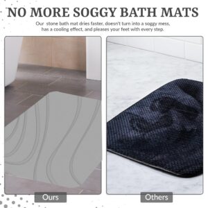 IBATH Stone Bath Mat, Diatomaceous Earth Shower Mat, Non-Slip Quick Drying Super Absorbent Bathroom Floor Mat - Elegant, Natural, Modern Design, Easy to Clean (23.5 x 15.5 Light Grey)