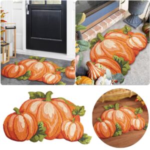 FRJINIE Thanksgiving Pumpkin Rug - 31"×22", Non Slip Washable Welcome Door Mat, Cute Fall Doormats for Indoor Outdoor Entrance Home Bathroom Living Room (D)