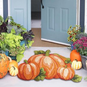 FRJINIE Thanksgiving Pumpkin Rug - 31"×22", Non Slip Washable Welcome Door Mat, Cute Fall Doormats for Indoor Outdoor Entrance Home Bathroom Living Room (D)