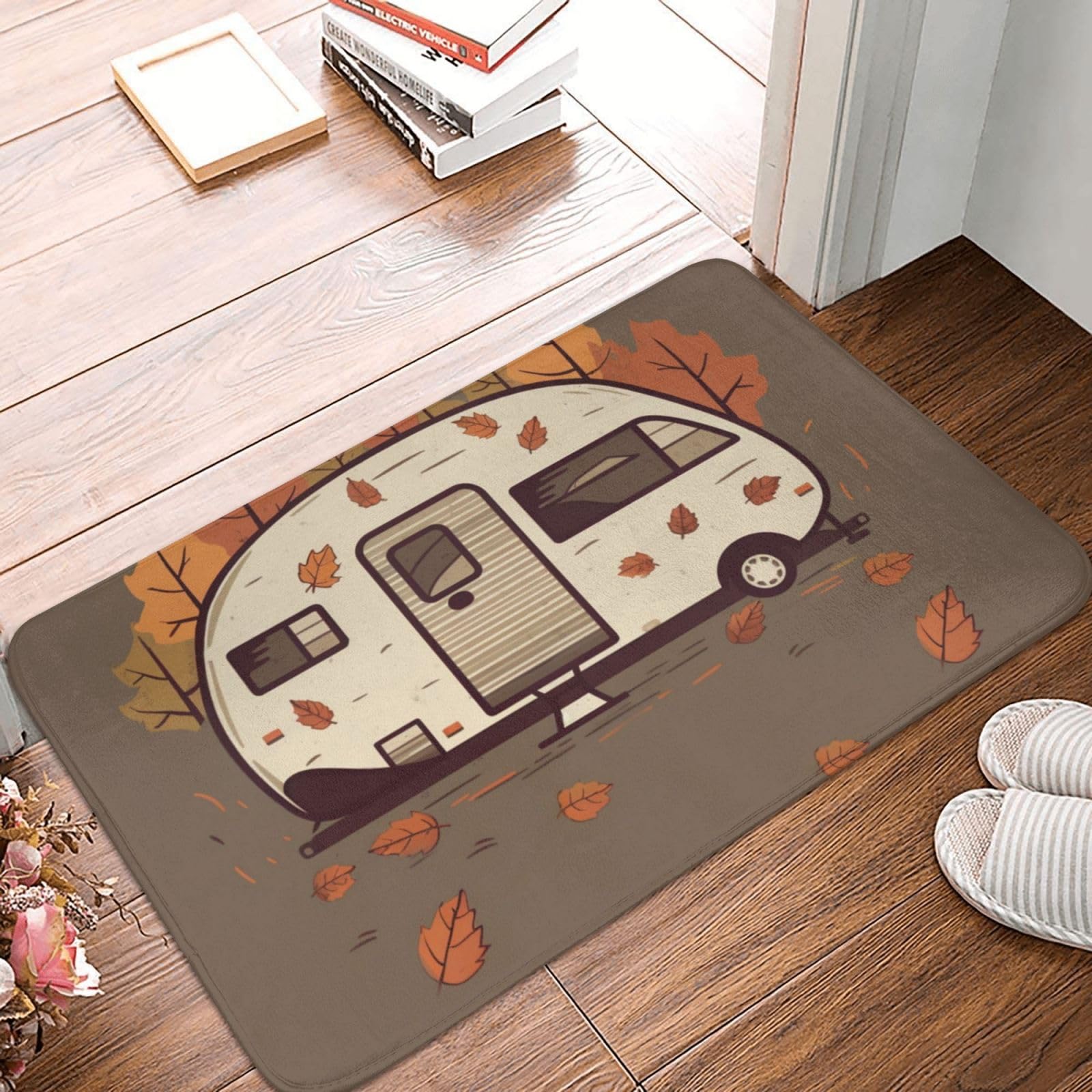 Door Mat 16 x 24 in Happy Fall Camper Print Non-Slip Floor Mats Front Door Welcome Carpet for Indoor Outdoor