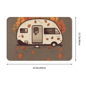 Door Mat 16 x 24 in Happy Fall Camper Print Non-Slip Floor Mats Front Door Welcome Carpet for Indoor Outdoor