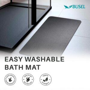 BUSEL Premium Stone Bath Mat, Diatomaceous Earth Bath Mat Stone, Non-Slip, Dry Fast Solid Super Absorbent Stone Bath Mats for Bathroom, Kitchen,Shower (Dark Grey) 23.6 x15.4 inch