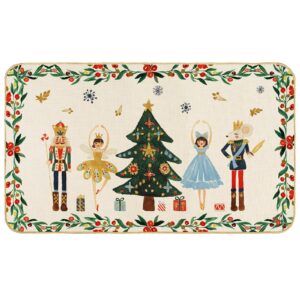 anydesign nutcracker doormat watercolor nutcracker front door mat non-slip merry christmas decorative door rugs carpet floor mat for xmas winter indoor outdoor home office decor, 17 x 29 in