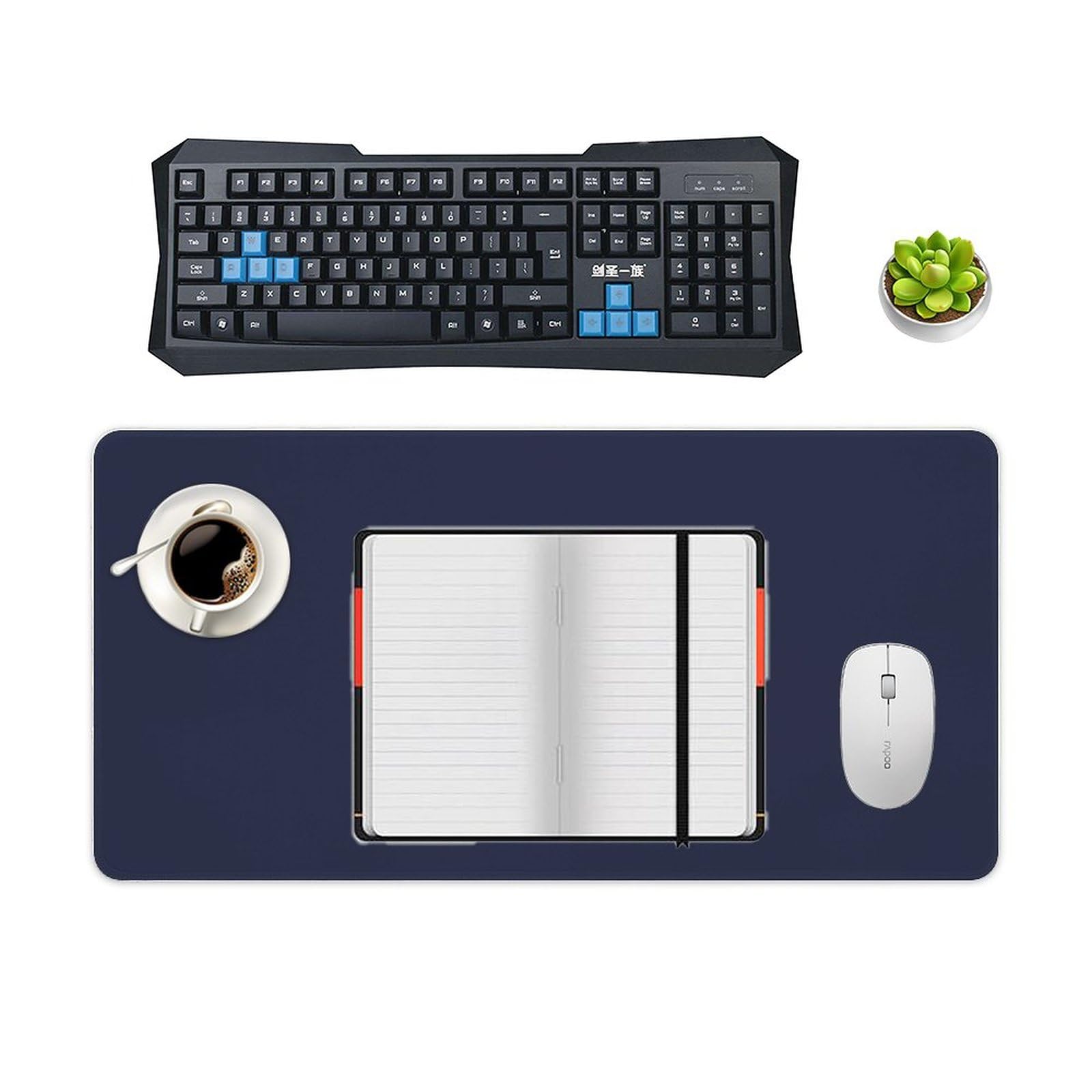 Large Mouse Pads Navy Blue and White Desk Mat Gaming Mousepad Non Slip Rubber Mouse Mat for Desk Keyboard, Wireless Mouse, Office Computer 12" x 24"