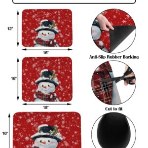 Red Snowman Dish Drying Mat for Kitchen Counter, Absorbent Quick Dry Coffee Bar Mat Pad Thin Diatomaceous Sink Mat Non Slip Dish Drainer Mat 16''x24'' Winter Christmas Buffalo Plaid Berry Watercolor