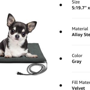 2023 New Outdoor Pet Heating Pad for Cat Dog, Heated Cat Mat Dog Mat with Auto Temperature, Pet Warming Pad Heated Cats Dogs House Heat Pet Cat Bed (S: 19.7'' x 11.8'', Gray)