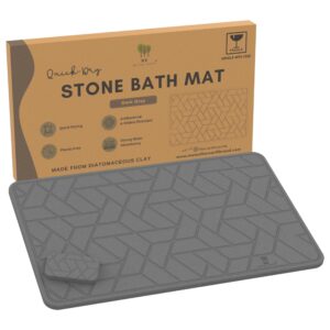 me mother earth quick dry diatomaceous earth floor stone bath and kitchen dish drying mat, bathroom non-slip shower mat, super absorbent pad, eco friendly, easy to clean, sustainable, dark grey